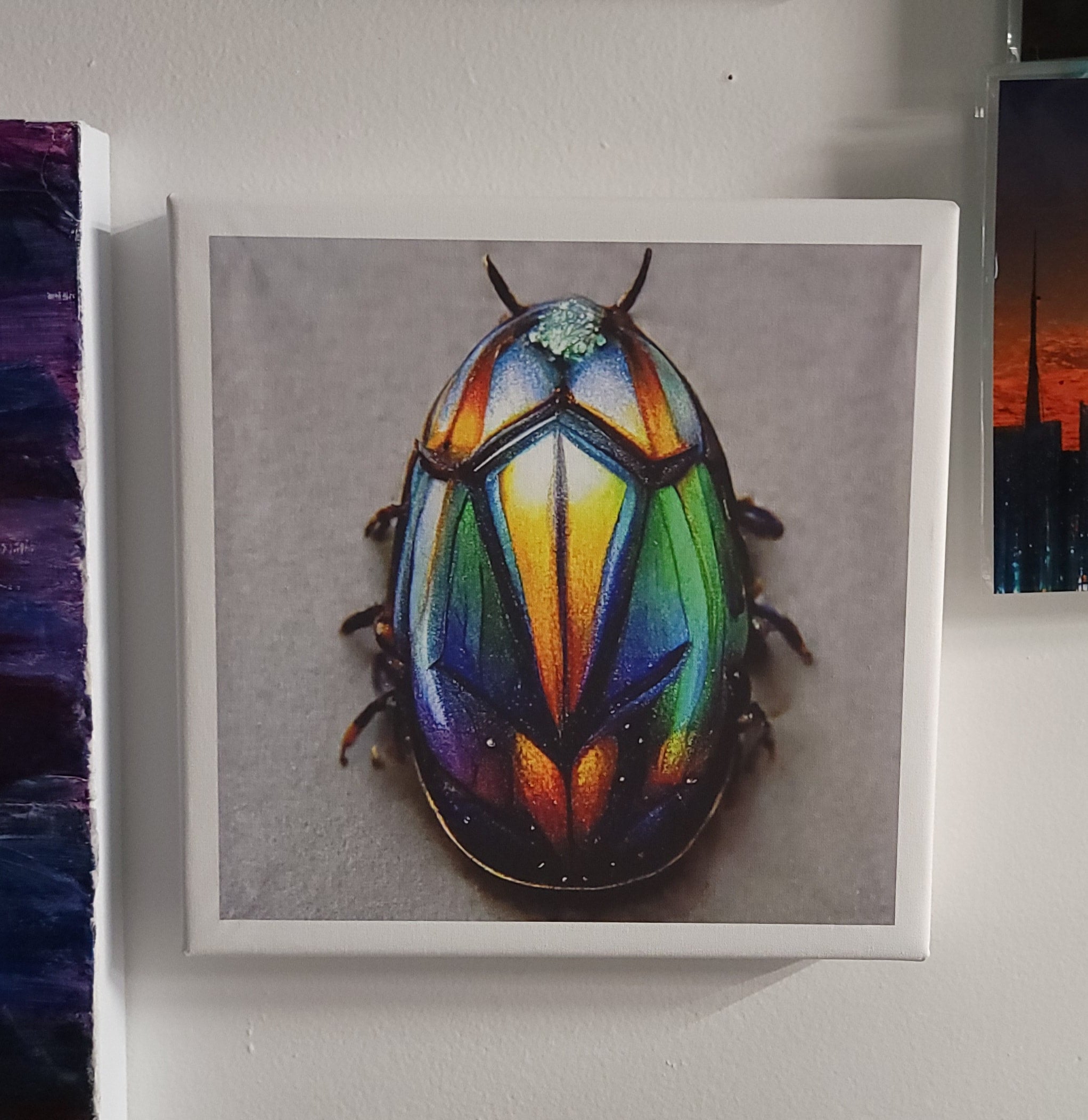 Print on Canvas AI Art Beetle Bug 12 by 12 inches | Westside Artwerks