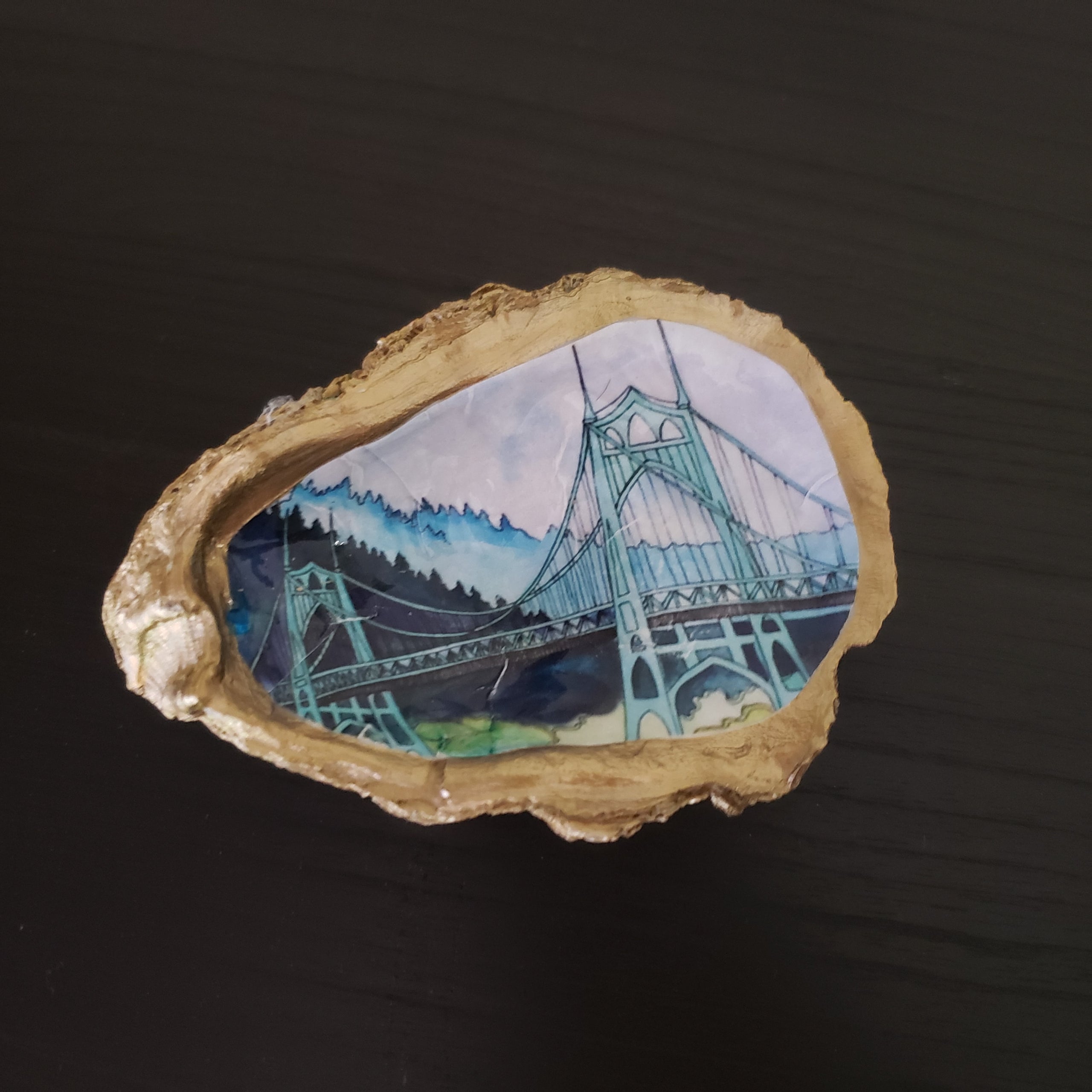 St Johns Bridge Portland Oregon Oyster Shell Trinket Dish | Westside ...