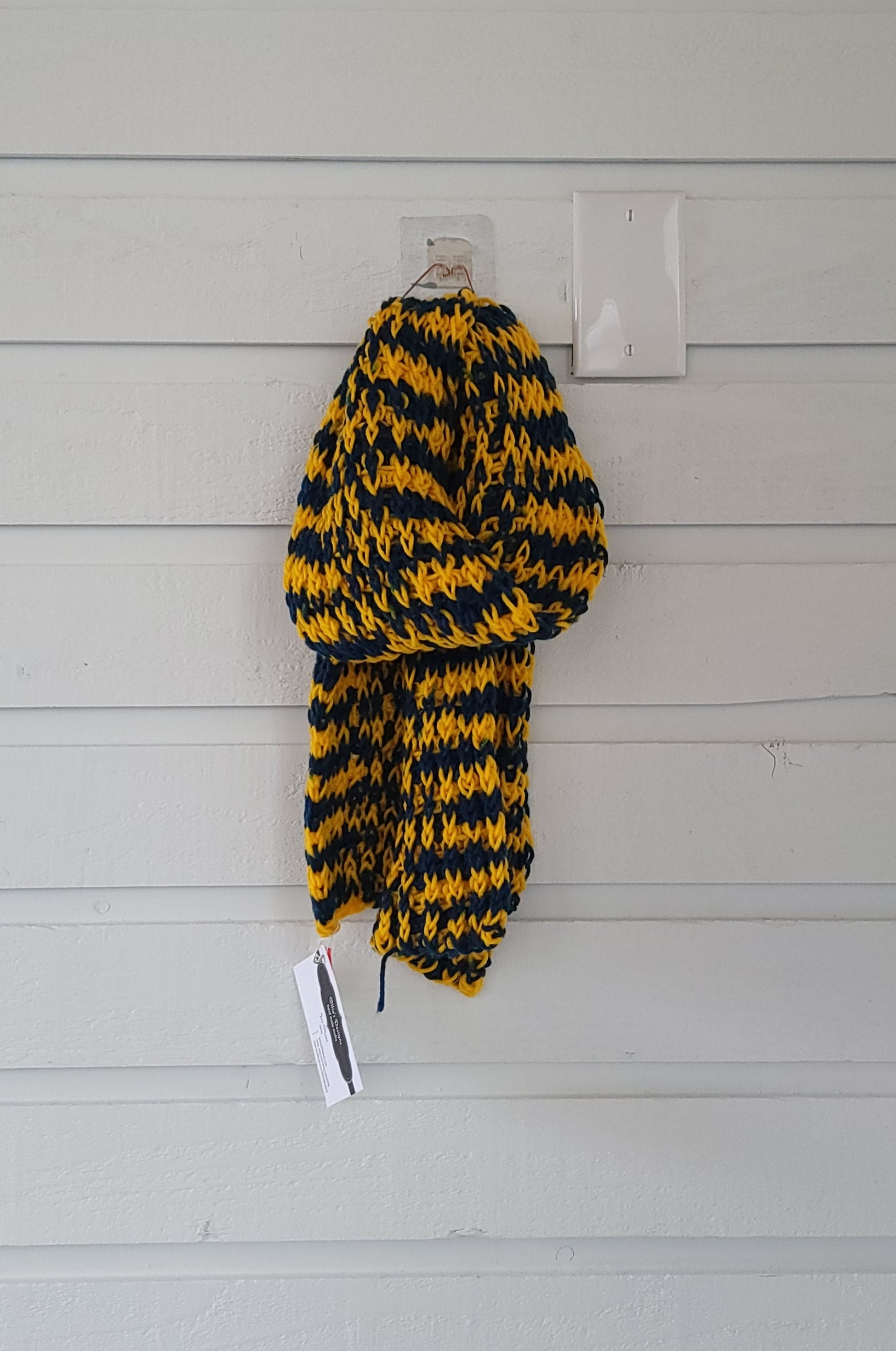 Blue and Gold Acrylic Fiber Scarf Michigan Colors | Westside Artwerks